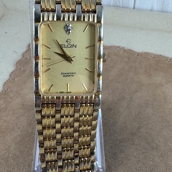 Elgin | Accessories | Elgin Diamond Quartz 2 Tone Silver And Gold Metal ...